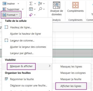 Faire apparaître les lignes masquées sur Excel - La Pro du Bureau