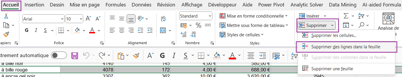 Comment supprimer une ligne sur Excel - La Pro du Bureau