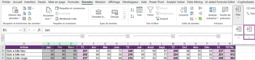Comment grouper les colonnes sur Excel - La Pro du Bureau