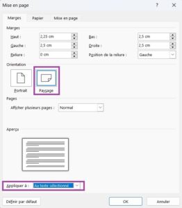 Mettre une page en paysage sur Word - La Pro du Bureau